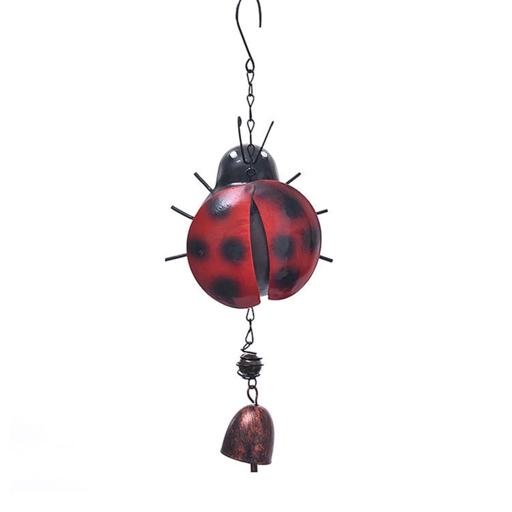Ladybug Bee Wind Chime With Hook Hanging Bell Metal Glass Chime for ...