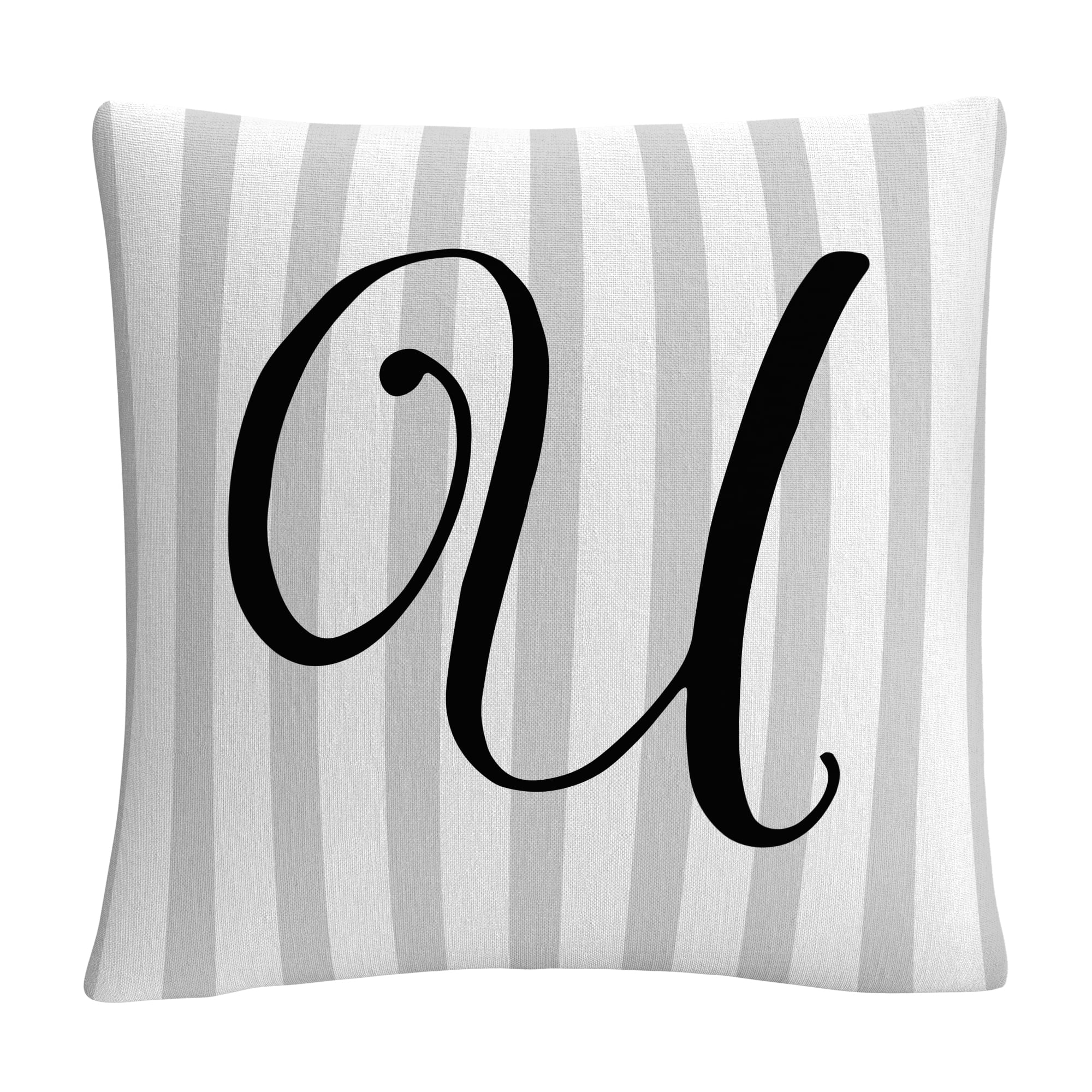 Gray Striped Ornate Letter Script U By Abc 16 X 16 Decorative Throw ...