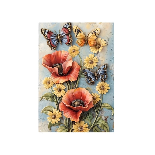 Metal Wall Art 3D Simulated Metal Plate Art Waterproof Sunproof ...