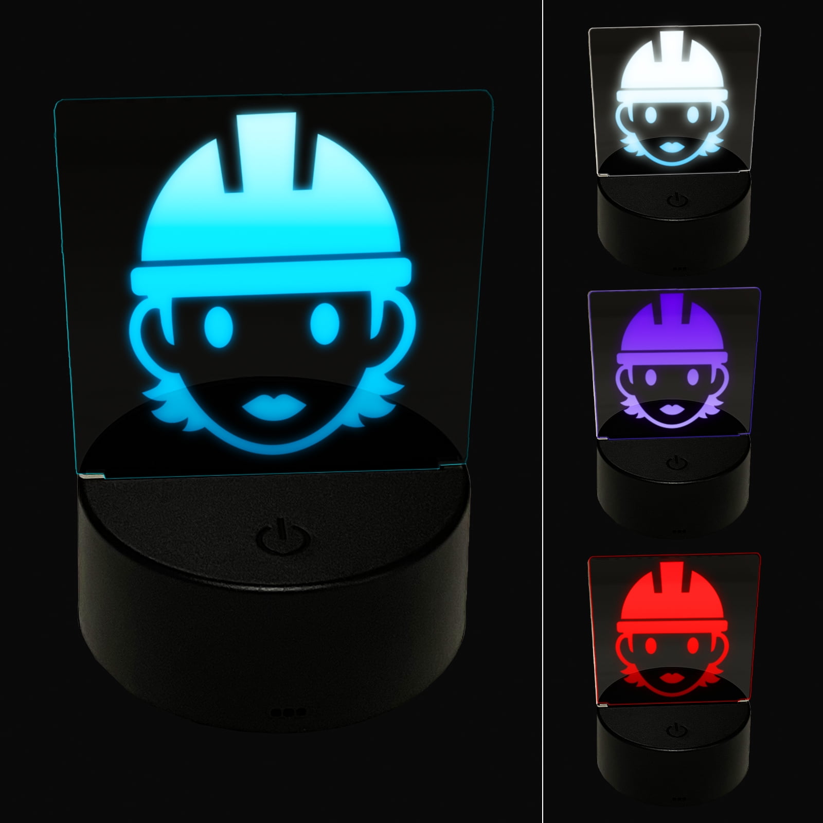 Occupation Construction Worker Builder Woman Icon LED Night Light Sign ...