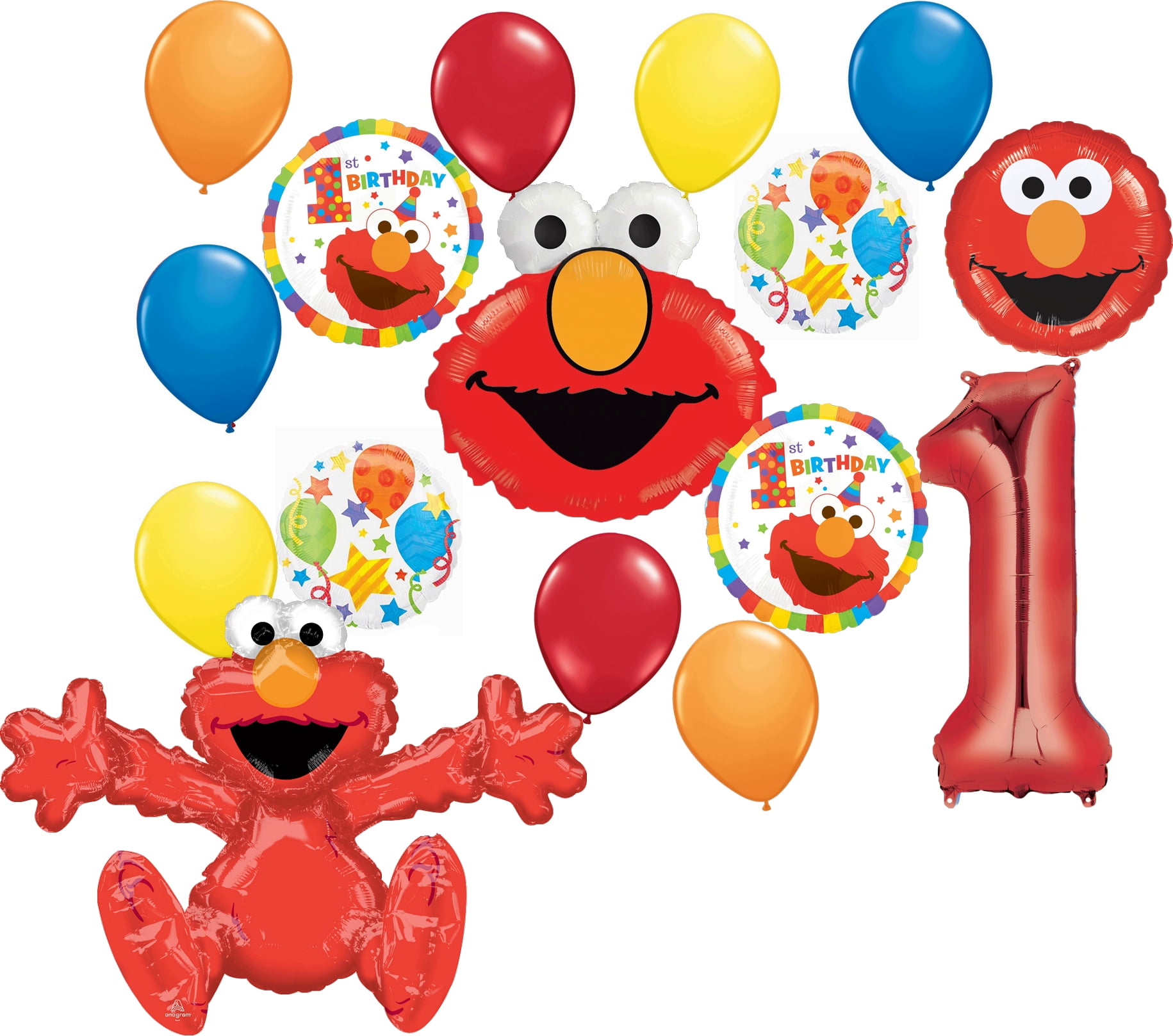 Elmo 1st Birthday Party Supplies Balloon Bouquet Decorations with Elmo ...