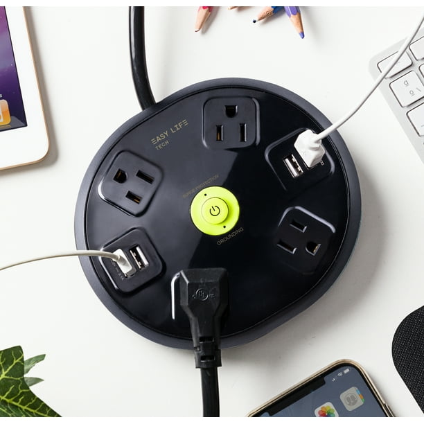 4 Outlet, 4 USB Power Strip Surge Protector Hub, 1200 Joules, 6 ft Cord ...