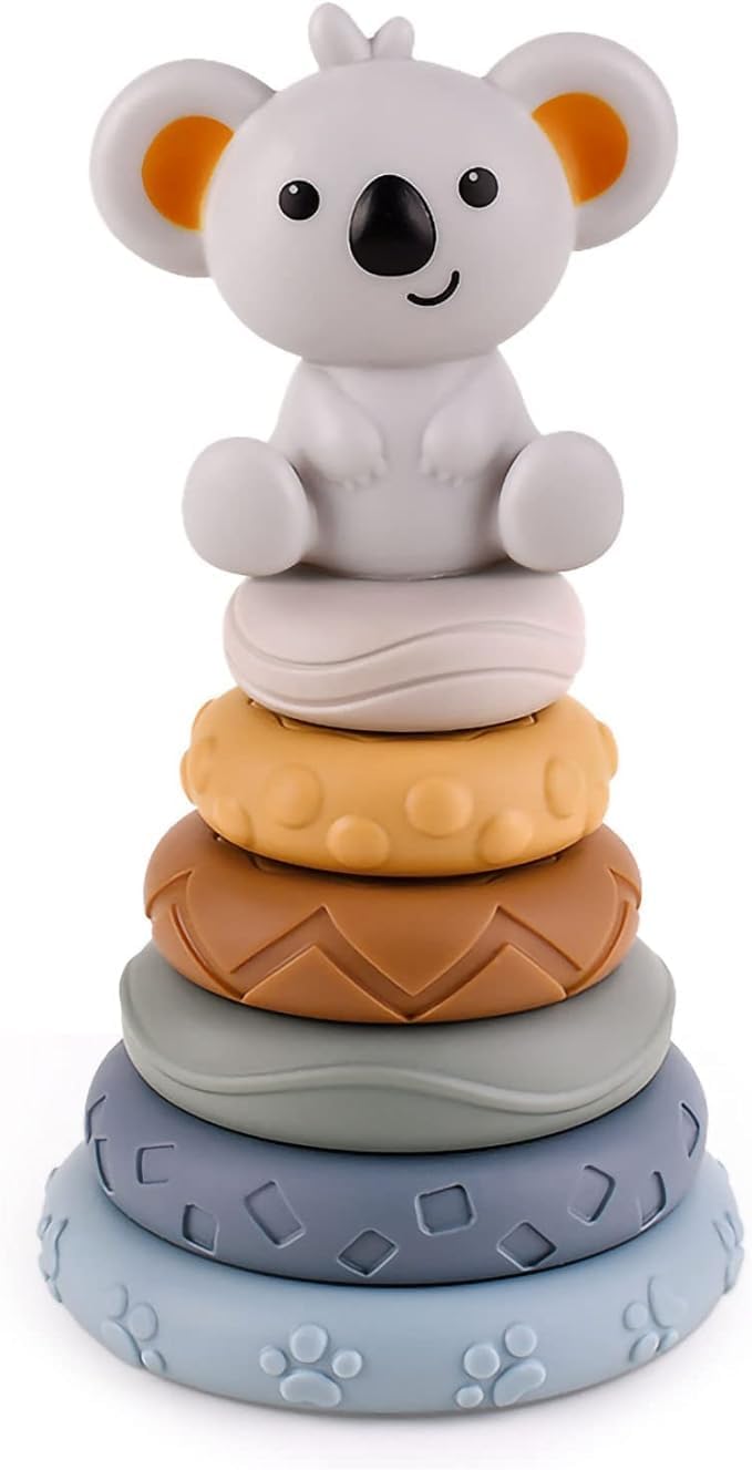 Anillos apilables sensoriales para bebés, 6 piezas de juguete circular ...