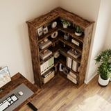 Corner Bookshelf 72.8in Farmhouse Bookcase Large Bookshelf Wood ...