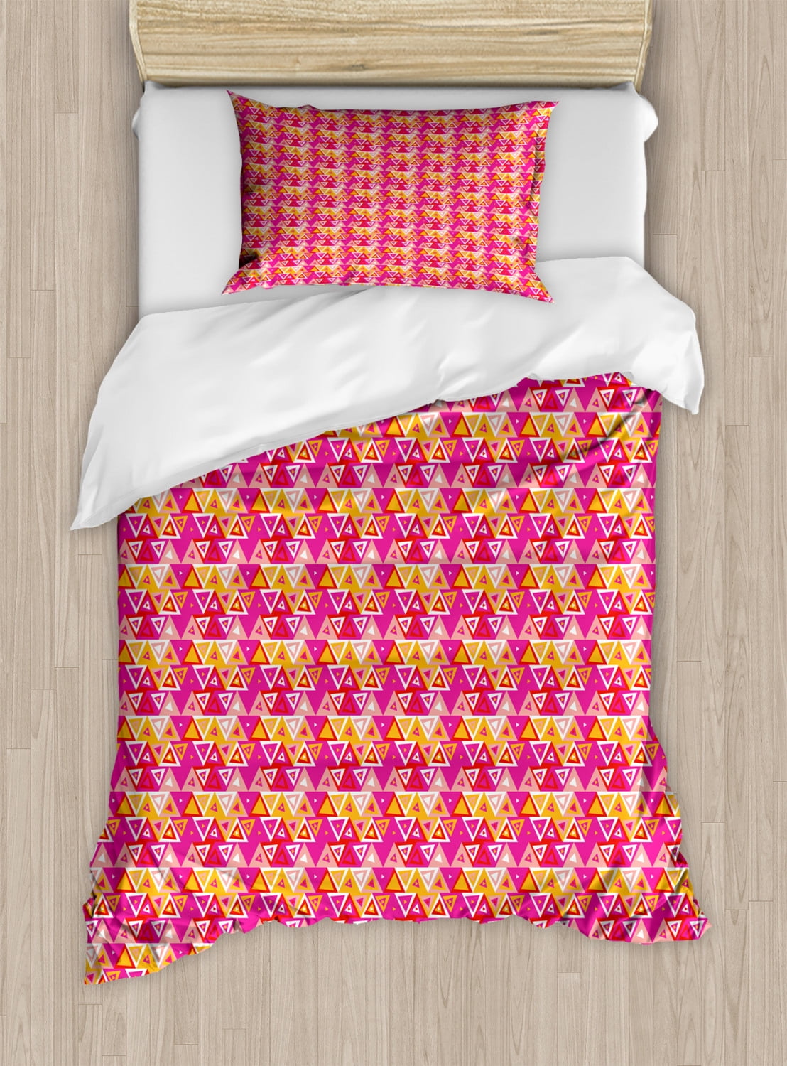 Geometric Duvet Cover Set Twin Size, Abstract Triangles Pattern with ...