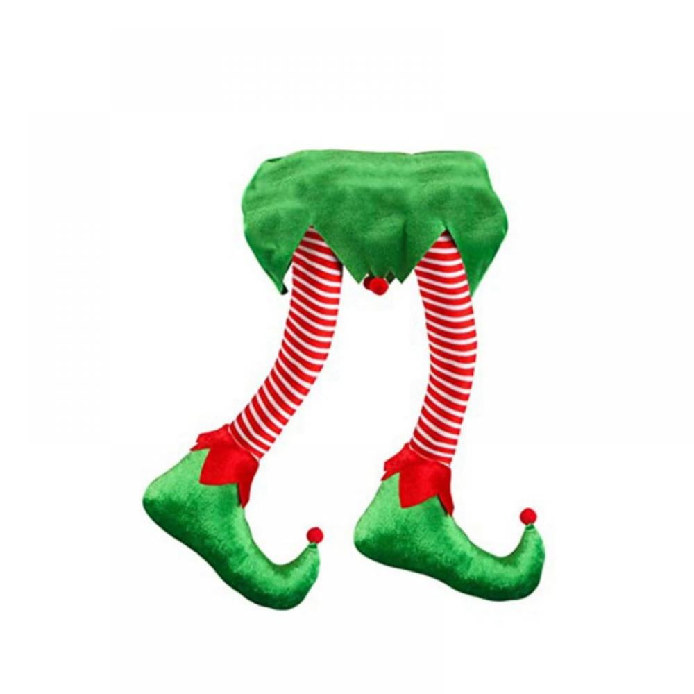 Christmas Elf Stuffed Legs Stuck Tree Topper Decorations Xmas Holiday ...