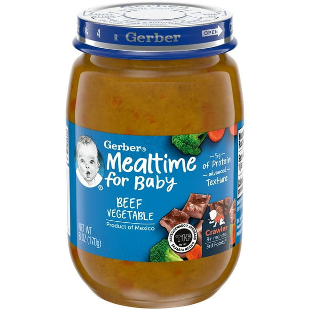 Gerber 3rd Foods Baby Food, Beef Vegetable, 6 oz Jars (12 Pack ...