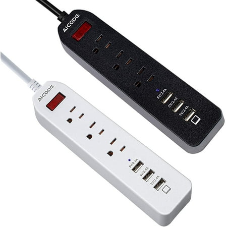 Multi Power Bar with USB，Power Strip Flat Plug Charger, 3 AC Outlets ...