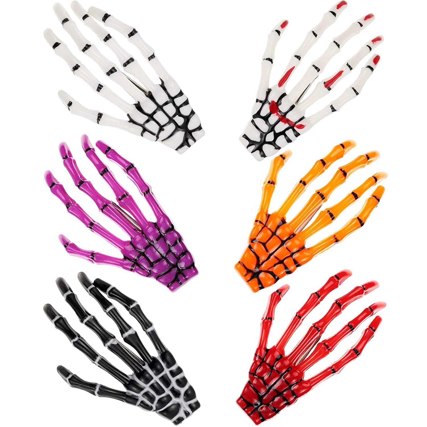 6 Piezas Calavera Mano Hueso Pinzas para el cabello Cabeza de garra ...