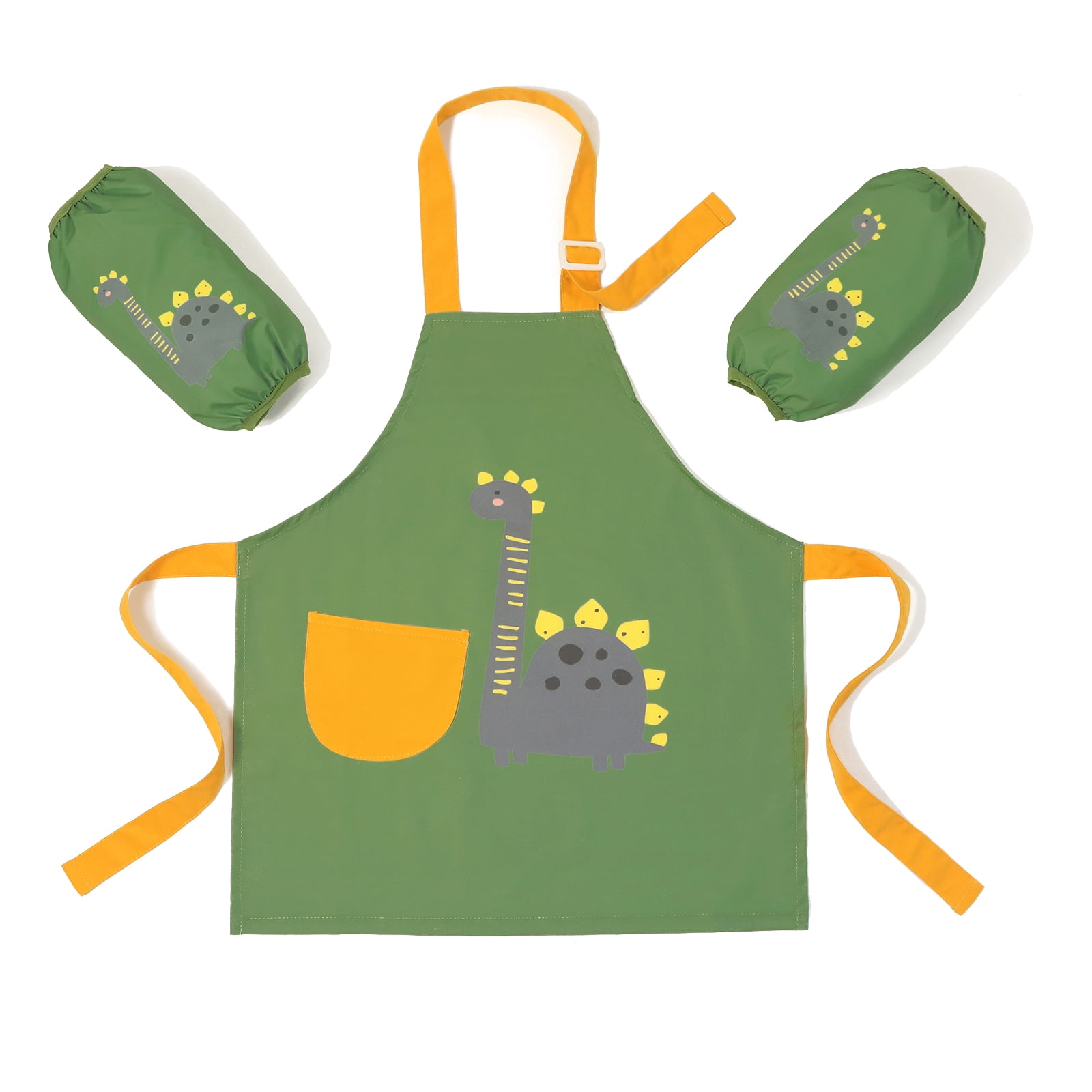 Kids Apron for Boys & Girls - Dinosaur Design, Adjustable Strap, Pocket ...