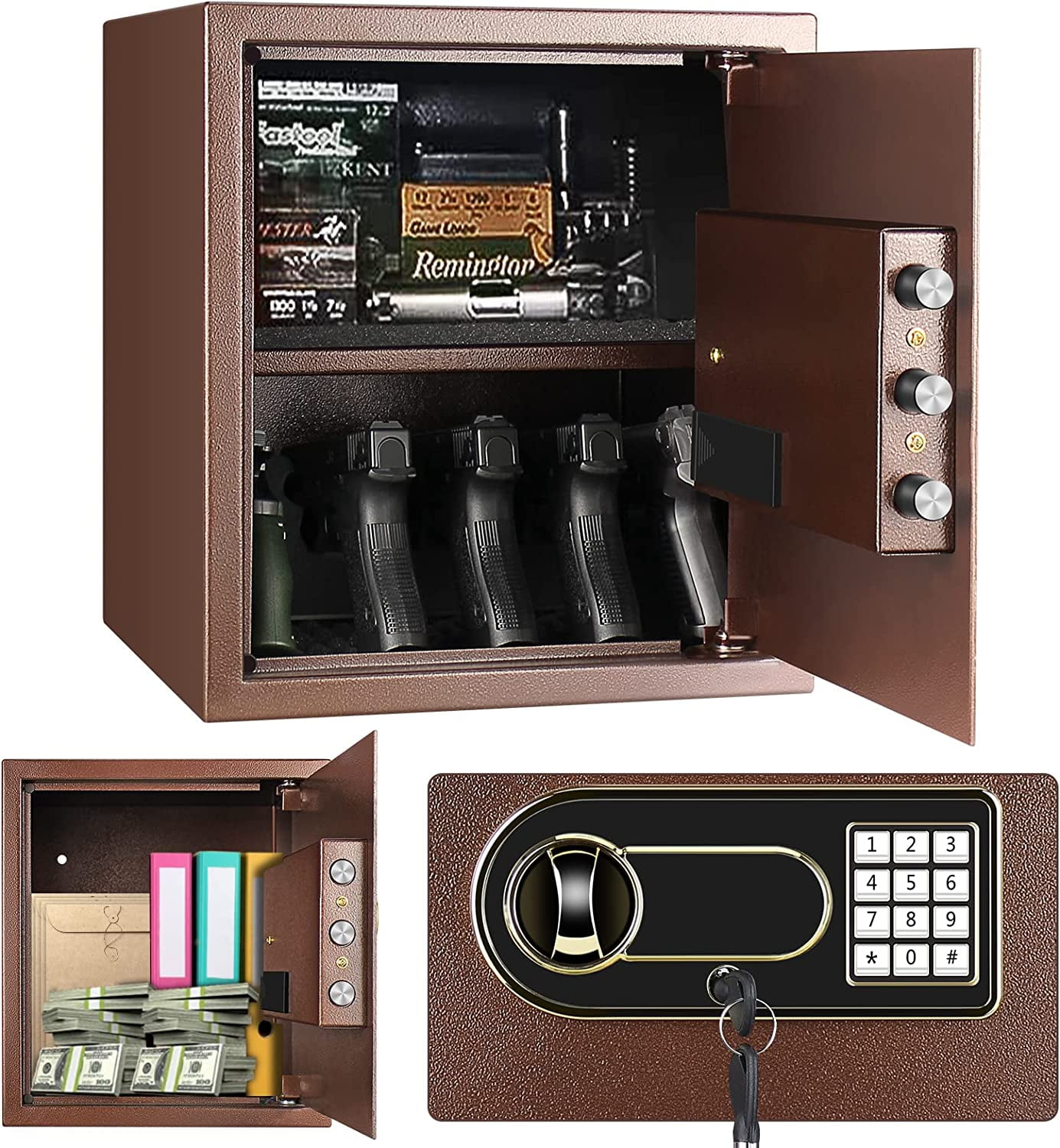Security Cabinet Safe, Steel Lock Box hand Gun Safe with Digital Keypad ...