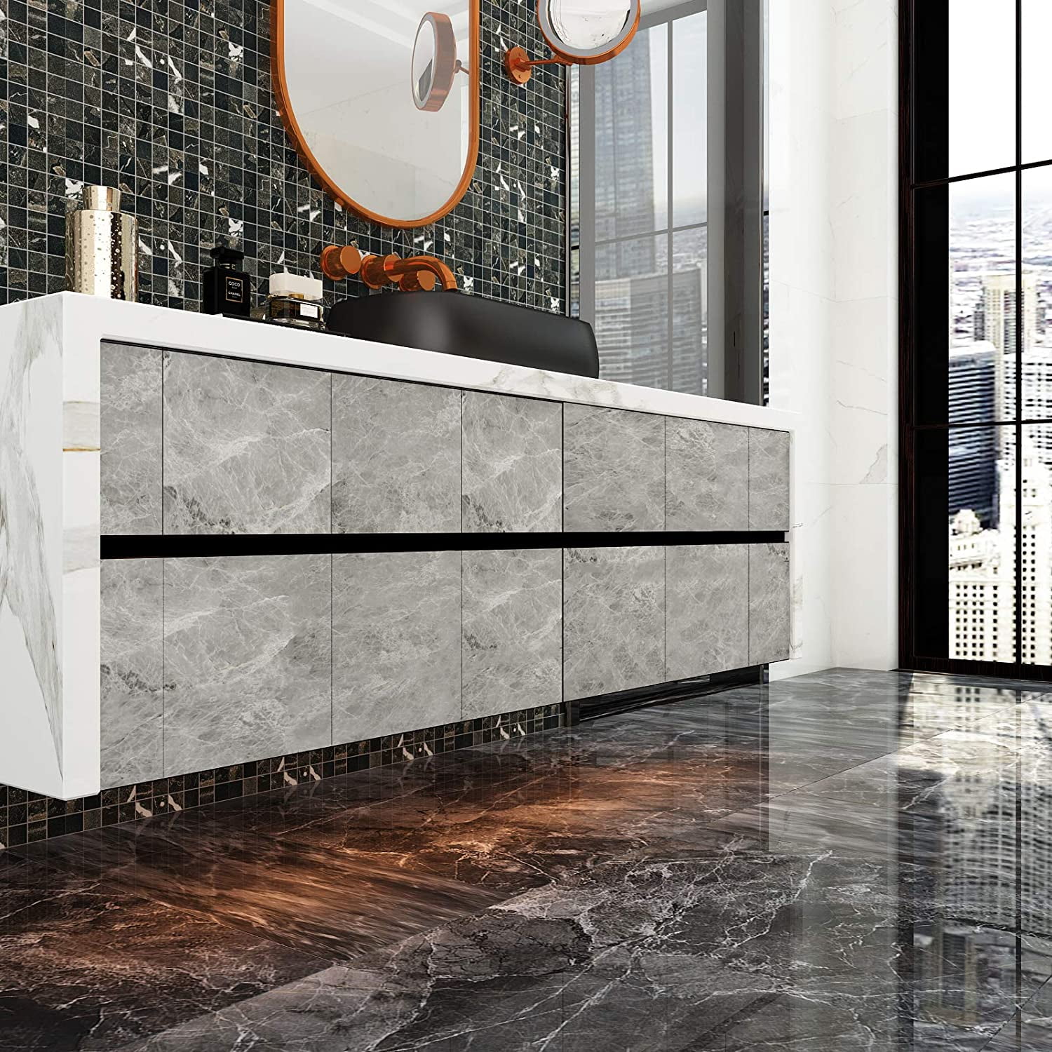 Dark grey marble store
