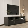 Black 80-Inch TV Stand, Entertainment Center with 3 Storage Spaces ...