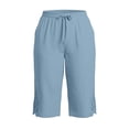 Asgosdo Women Capris Pants Drawstring Elastic Waisted Cutout Pants ...