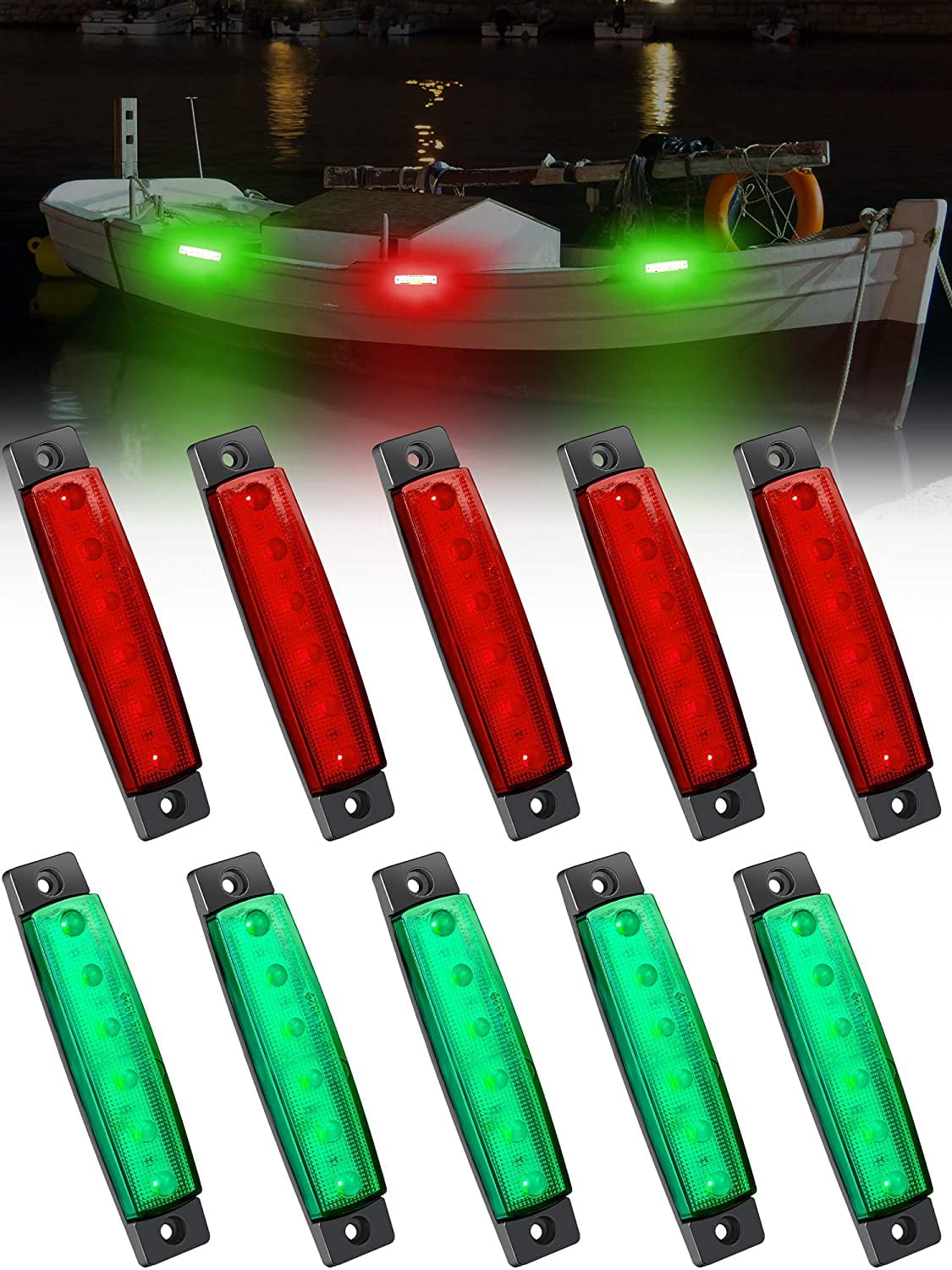 Merek 10 Pieces Marine Boat Navigation Lights 6 LED Stern Lights 12V ...