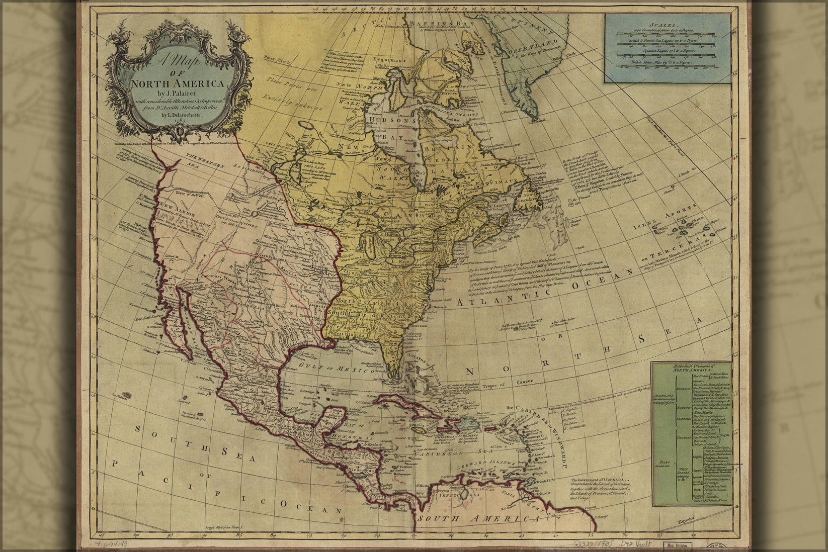 24"x36" Gallery Poster, map of North America 1765 pre united states ...