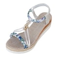 Bibifish Womens Wedge Sandals Elastic Metal Buckle Thong Sandals ...