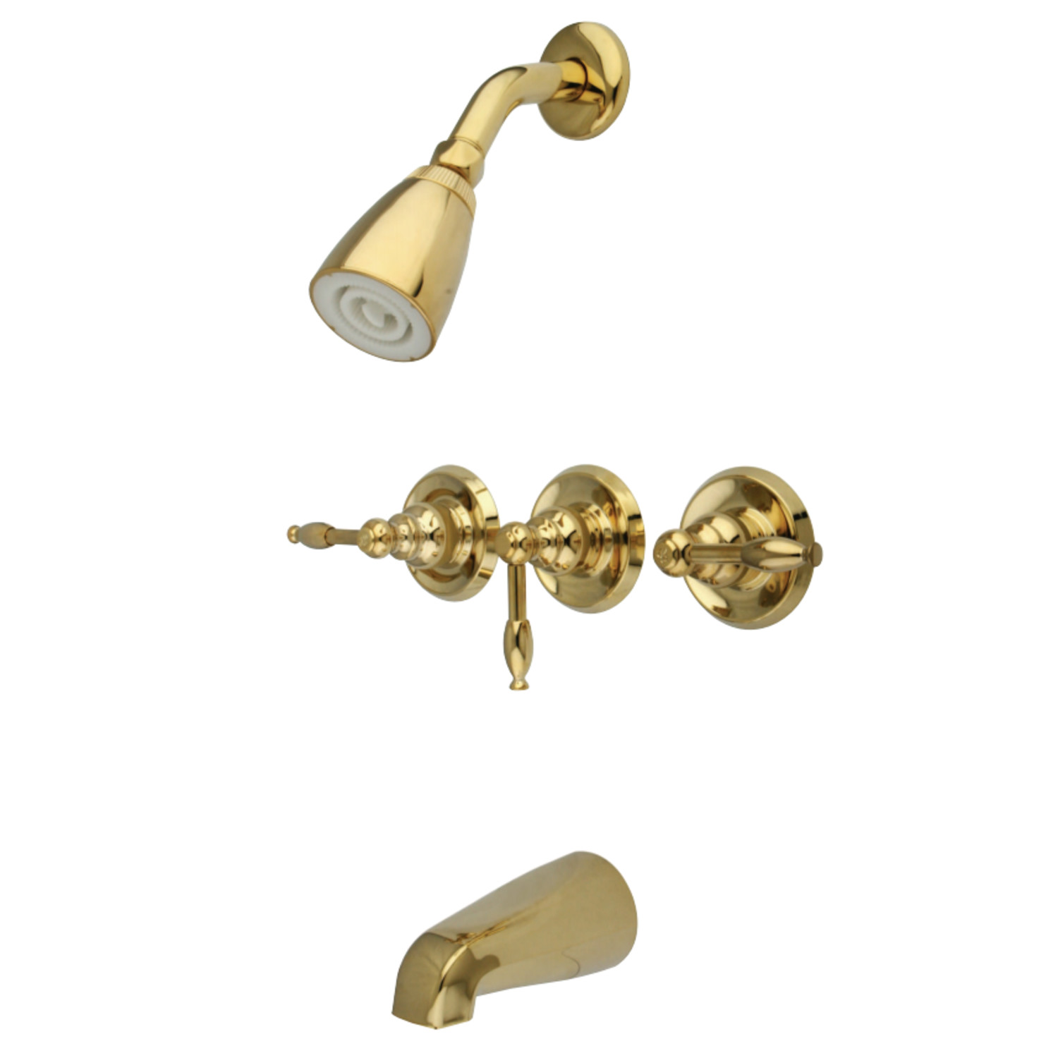 Kingston Brass KB232KL Knight Three-Handle Tub and Shower Faucet ...