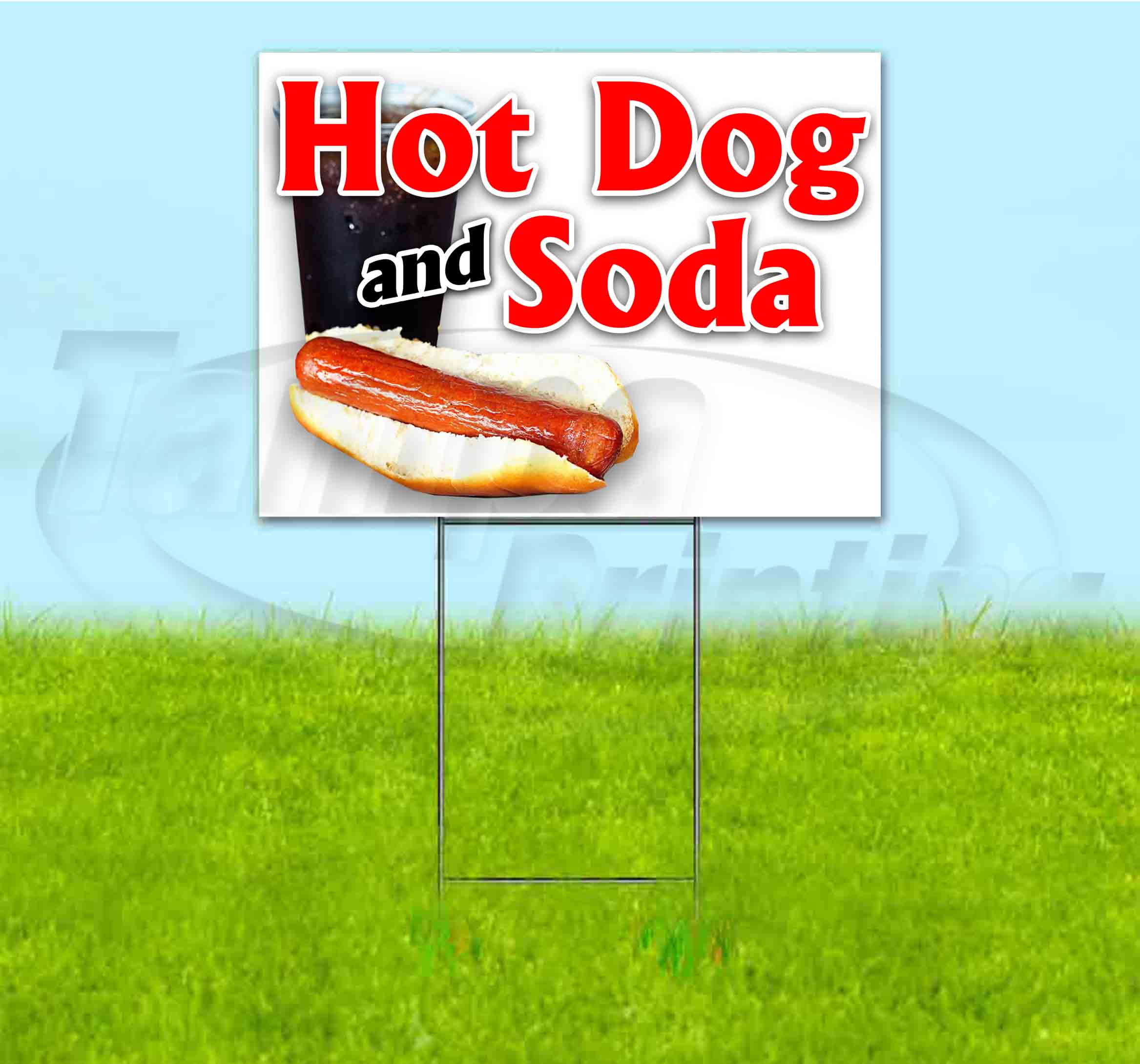 Hot Dog And Soda (18" x 24") Yard Sign, Includes Metal Step Stake ...