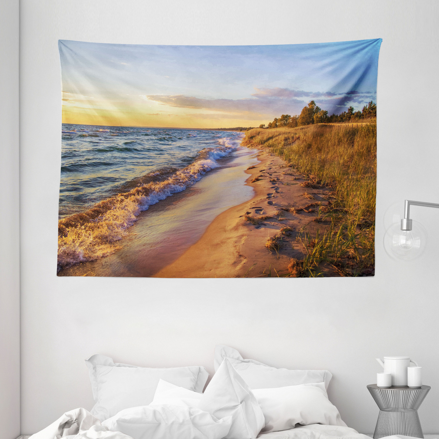 Coastal Tapestry, Sandy Calm Beach Ocean Waves Tranquil Seashore ...