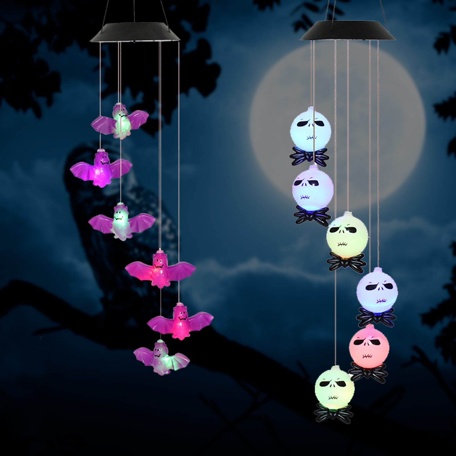 Hariumiu Decor Halloween Horror Ghost Head Shape Wind Chime Light ...