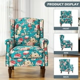 DREAMSIDEA Wingback Accent Chair with Nailhead Trim & Retro Wood Legs ...