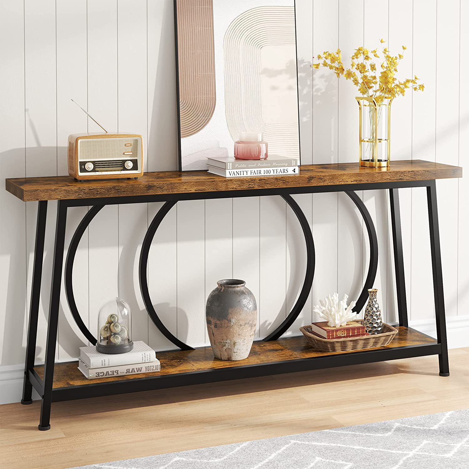 70.9 Inch Console Table with Storage Extra Long Narrow Console Table ...