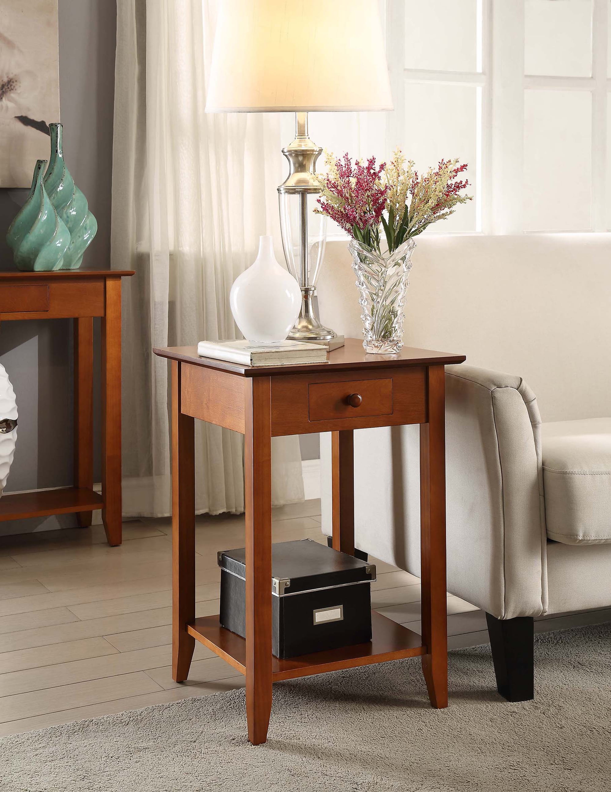 Convenience Concepts American Heritage 1 Drawer End Table with Shelf ...
