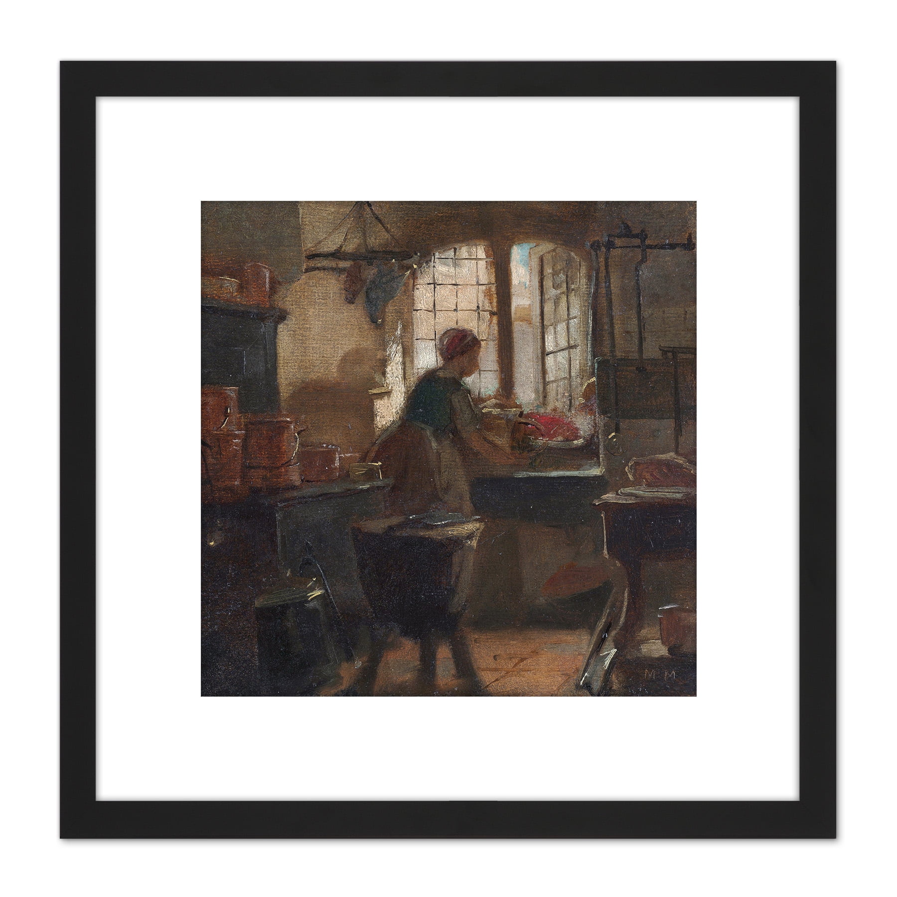 Matthijs Maris Kitchen Cooking Pots Painting 8X8 Inch Square Wooden ...