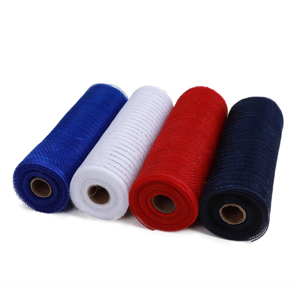 4 Rolls Poly Deco Mesh Ribbon,Metallic Foil Mesh Rolls for Wreath DIY ...