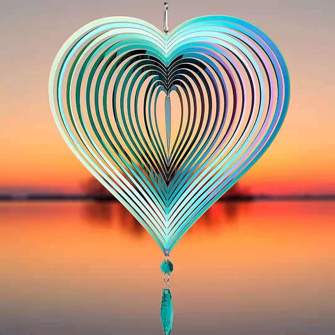 Gustamucho Rainbow heart Wind Spinners, hanging Wind Sculpture and ...
