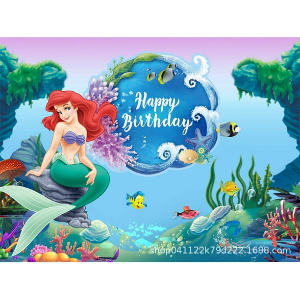 7X5FT Little Mermaid Photography Backdrop Under The Sea Girls Birthday ...