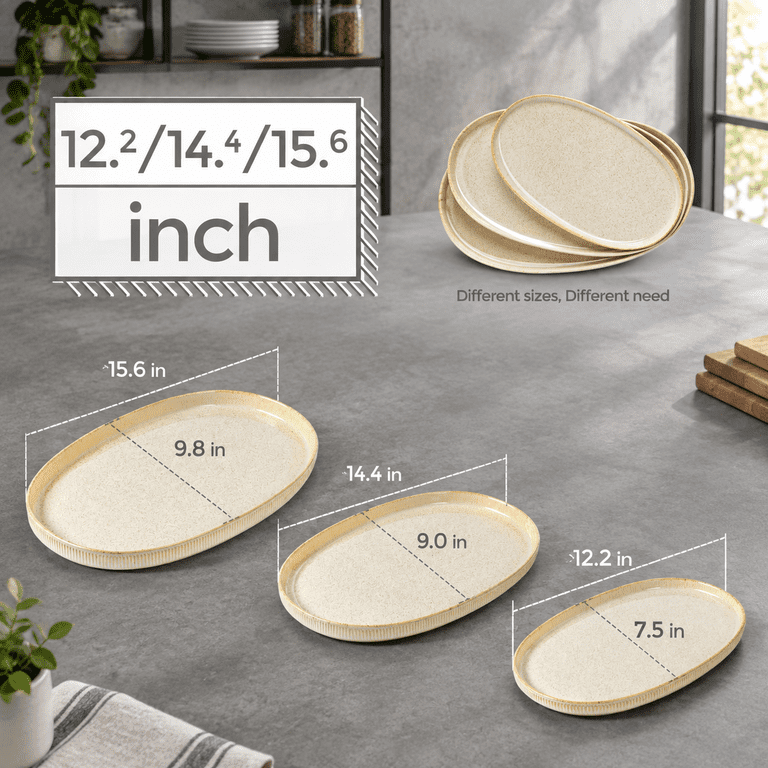 Ceramic Serving Platter Set Of 3 Oval Plates And Dishes - Walmart.com
