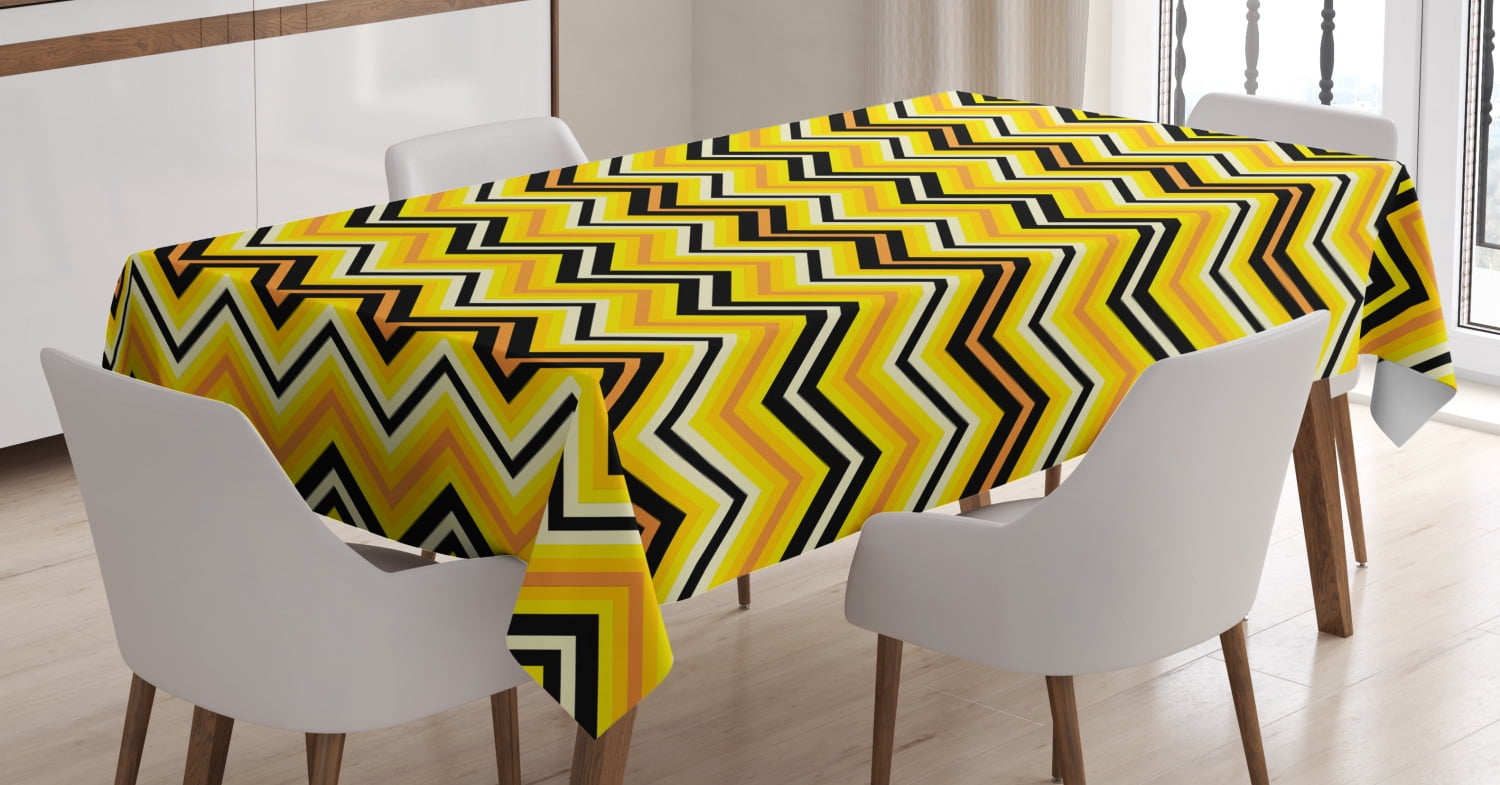 Ambesonne Yellow Chevron Tablecloth Rectangular Table Cover, Modern, 52 ...