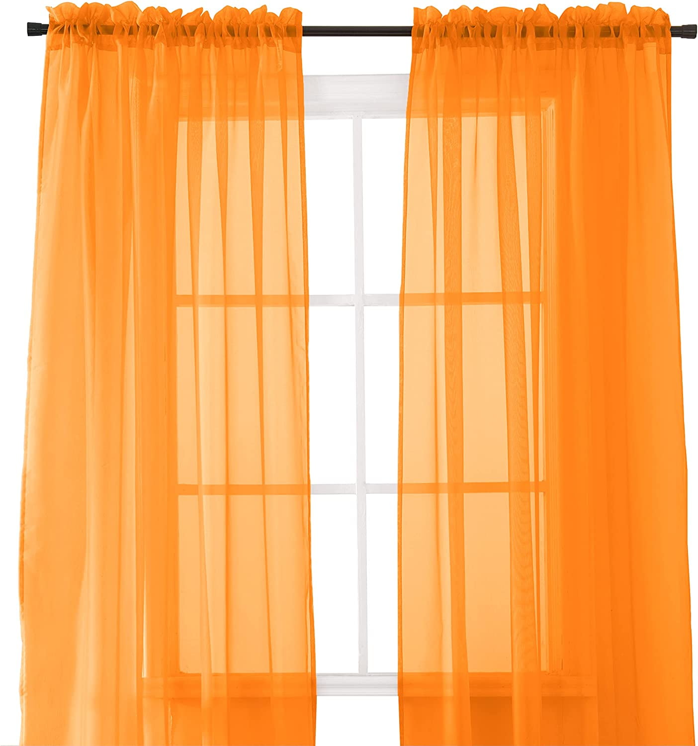 Mocassi Sheer Curtains - 2 Piece Set - 2 inch Rod Pocket - Solid Sheer ...