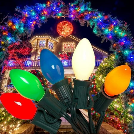 C7 Christmas Lights,25Ft Ceramic Vintage Christmas Lights with 27 ...