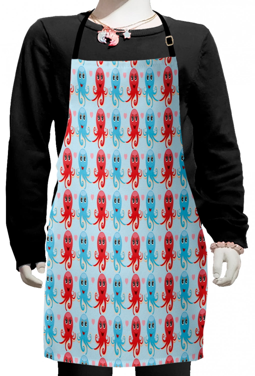 Octopus Kids Apron, Heart Shapes Love Themed Marine Inspired Animal ...
