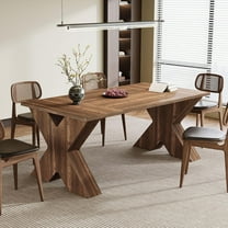 Tribesigns 63" Dining Room Table for 4-6, Wood Rustic Dinner Table for ...