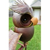 Large Kinetic Metal Brown Owl, Wind Spinner Garden Art & Yard Stake ...