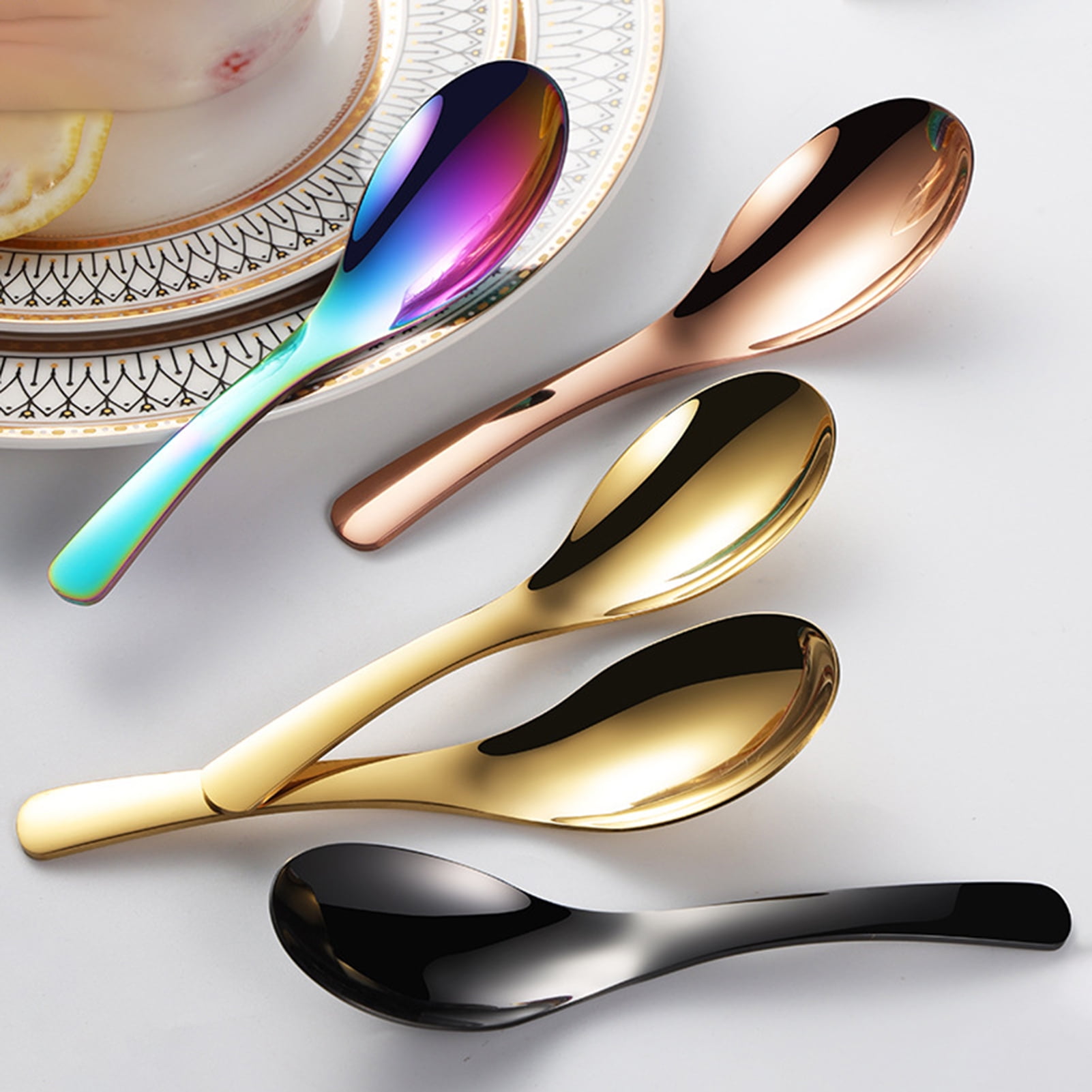 Opvise Mirror Table Spoon Plating Process Smooth Thicken Easy to Clean ...