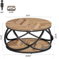 2-Tier Round Coffee Table, 31.5" Circle Center Table, Wood Grain Accent ...