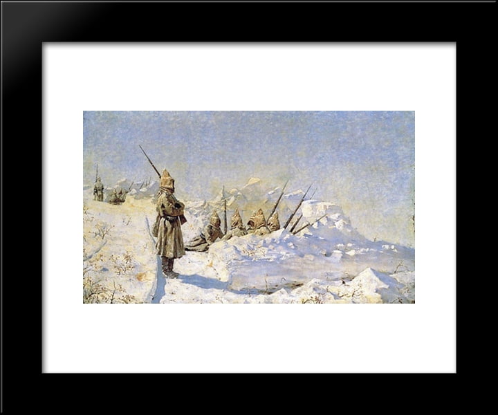 Snowy trenches (Russian position on the Shipka Pass) 20x24 Framed Art ...