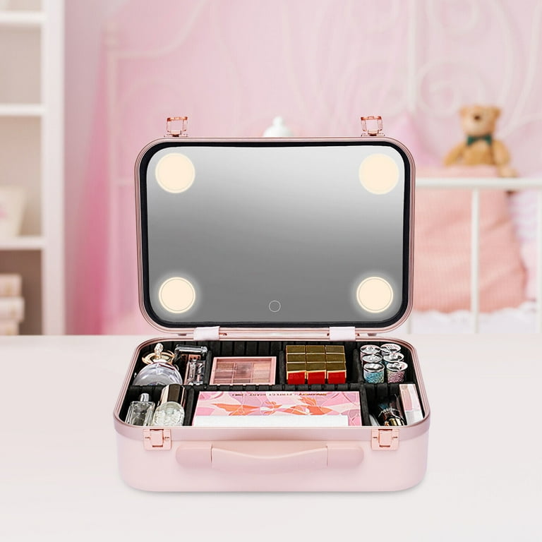 Pink Makeup Case With Lights | Saubhaya Makeup