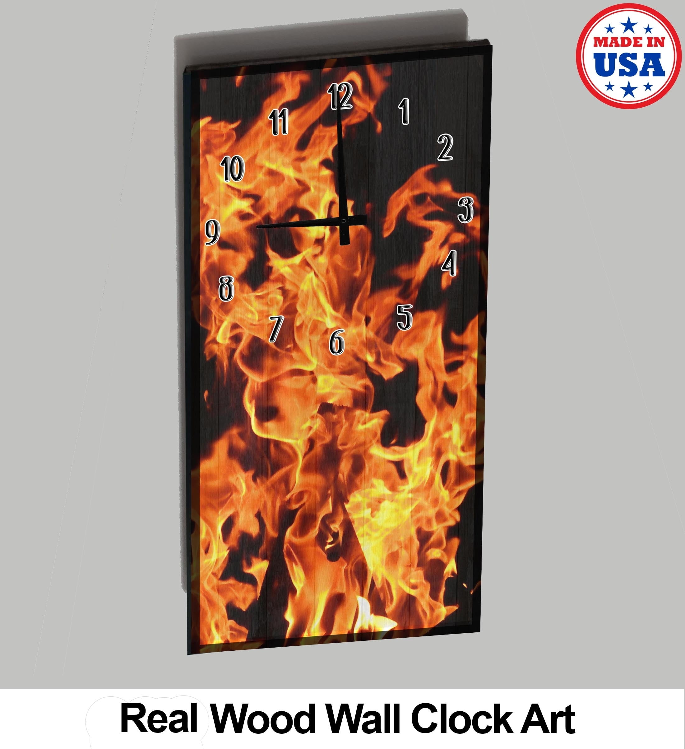 Camping Wall Clock Orange Yellow And Black Raging Flame Wall Clock Art ...