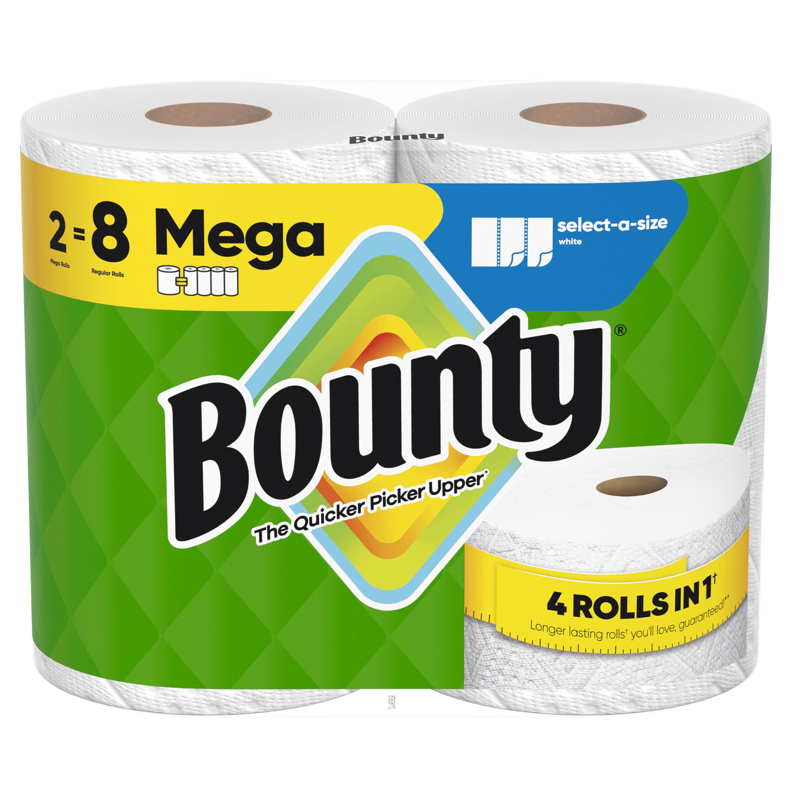 Toallas de papel Bounty Select-A Size, 2 mega rollos = 8 normales | Bodega Aurrera en línea