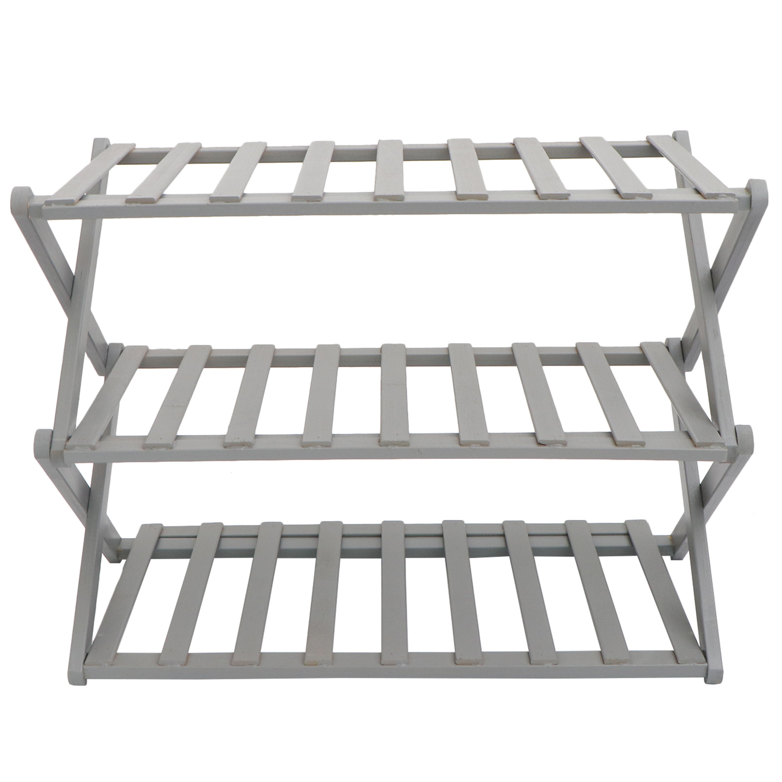 Three-Tier Foldable Bamboo Shoe Rack Multifunctional Free Standing Shoe ...