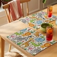 Cartoon Animals Placemats Set of 8 Cute Funny Botanical Zebra Giraffe ...