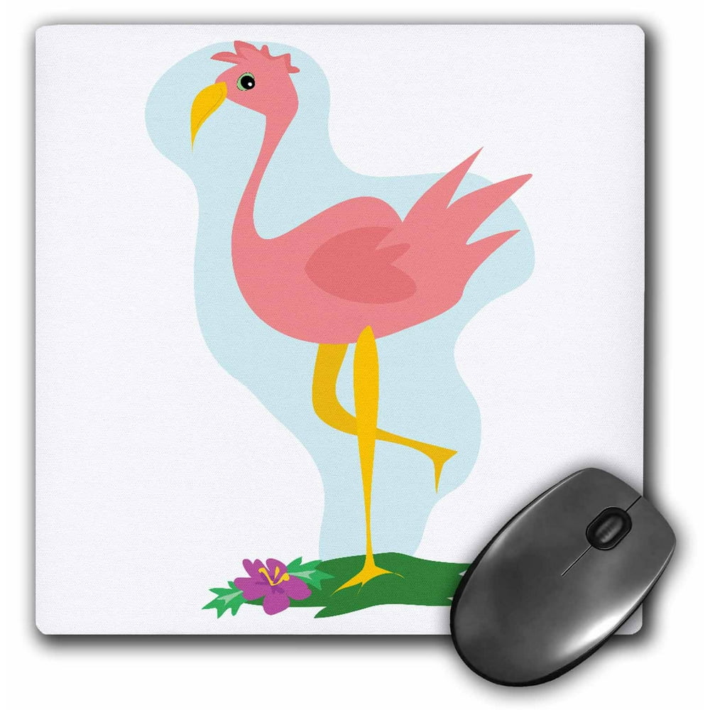 3dRose Cute Pink Flamingo Standing In The Yard, Mouse Pad, 8 by 8 ...
