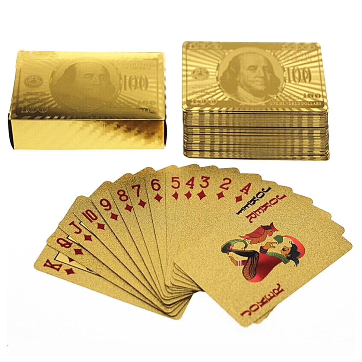 Click here for Masteelfca Deck Of Gold Foil Dollar Style Poker Pl... prices