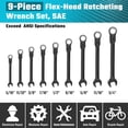 9-Piece Flex-Head Ratcheting Wrench Set, Combination Wrench Set, 72 ...